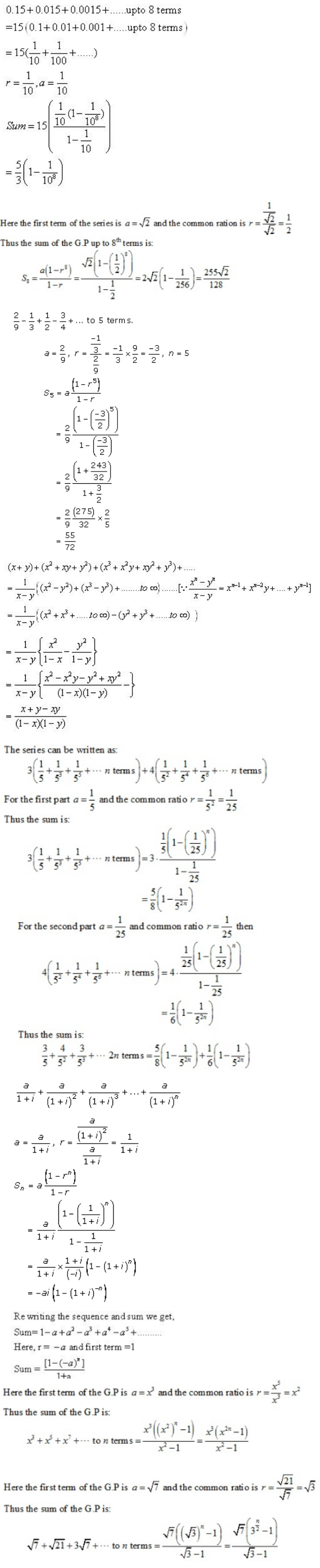 R.D. Sharma Solutions Class 11 | Math Chapter 20 Geometric Progressions ...