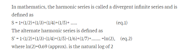 how to find the sum of harmonic series ..as the sum of reciprocals of ...