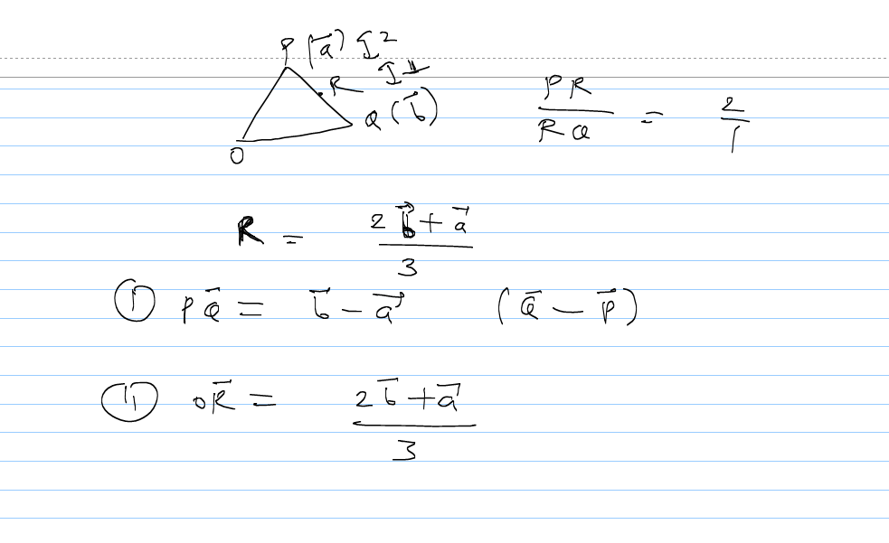 The position vectors P and Q are a and b respectively for a triangle - askIITians