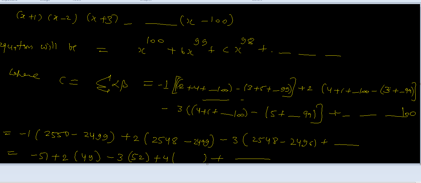 (x+1)(x-2)......(x-100). What is the coefficient of x^98? - askIITians