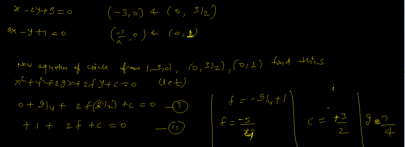 If a circle passes through the points of intersection of the coordinat ...