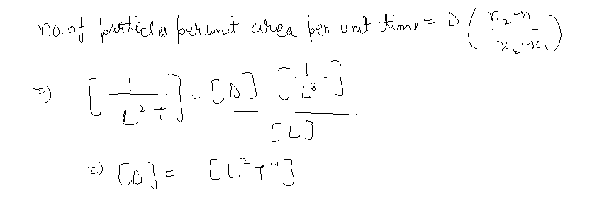 the number of particles given by n = – D [ n2 -n1 / x2 -x1] are cross ...