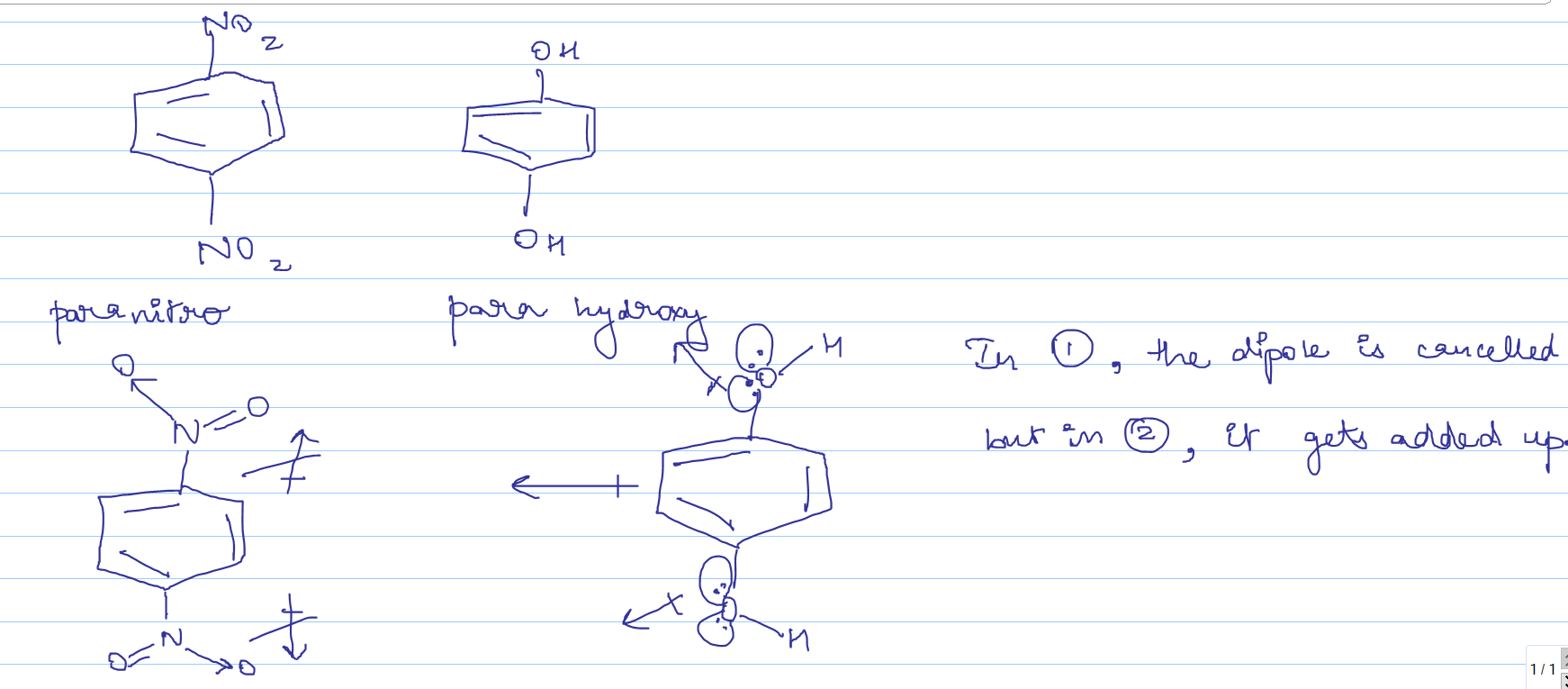 Dipole moment value of p-dihydroxy benzene is higher than that of p-d ...