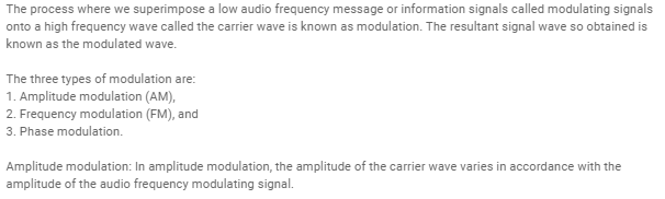 Define the term modulation. Name three different types of modulation u ...
