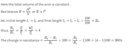 The length of a given cylindrical wire is increased by 100%. Due to t ...