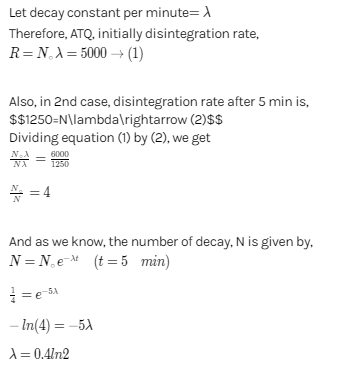 A radioactive sample at any instant has its disintegration rate 5000 d ...