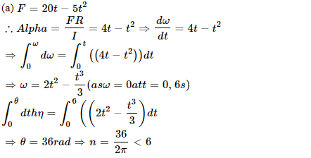 A pulley of radius 2 m is rotated about its axis by a force ( ) 2 F 20 ...