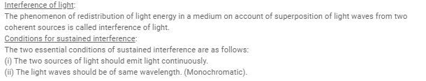 What is interference of light? Write two essential conditions for sust ...