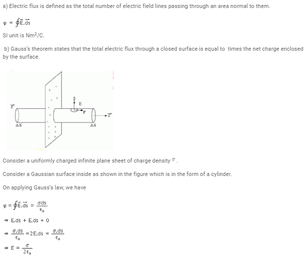 What is electric flux? Write its S.I. units. Using Gauss’s theorem, d ...