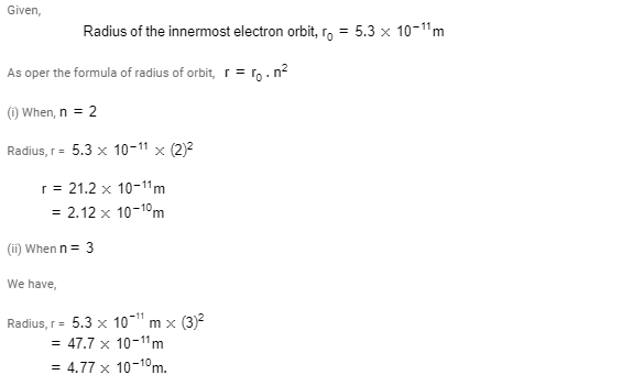 The radius of the innermost electron orbit of a hydrogen atom is 5.3× ...