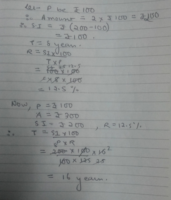 A certain sum of money doubles itself at simple interest in 8 years. - askIITians