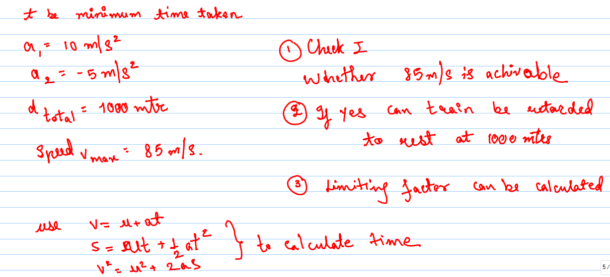 The maximum possible accleration of a train starting from rest and mov ...