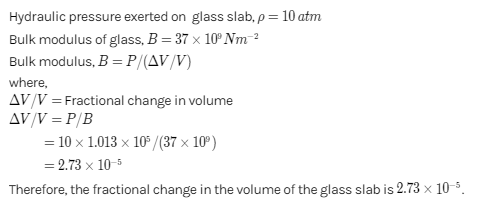 compute the fractional change in volume of a glass slab, when subject ...