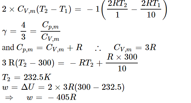 Calculate work done by a system in an irreversible (single step) adiab ...
