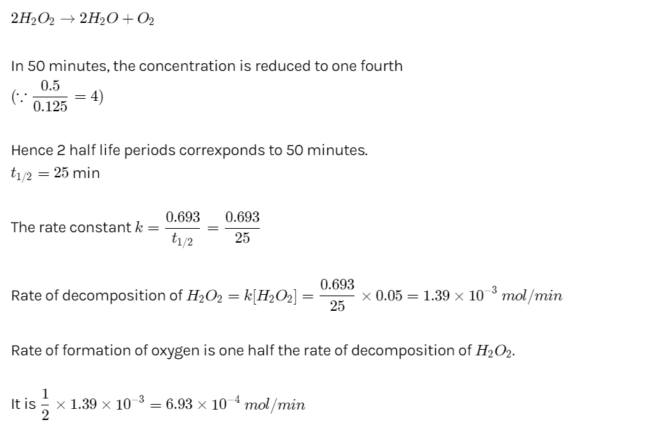 Decomposition of H2O2 follows a first order reaction. In fifty minute ...