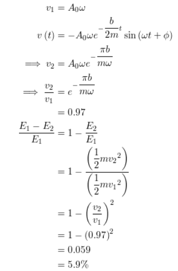 The amplitude of a lightly damped oscillator decrease by 3% during ea ...
