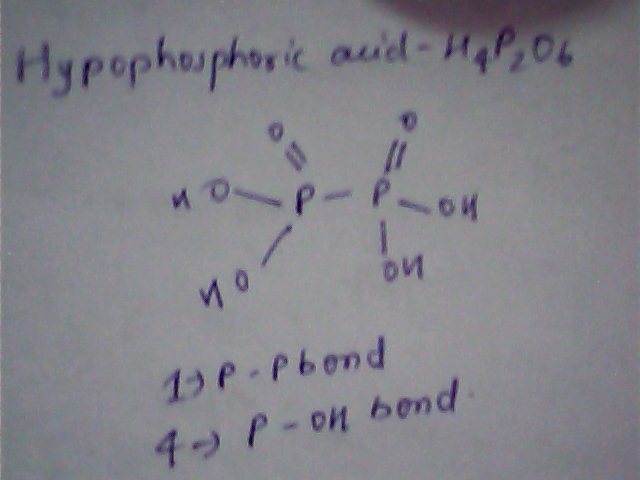 The number of P-P and P-OH bonds present in hypophosphoric acid are ...