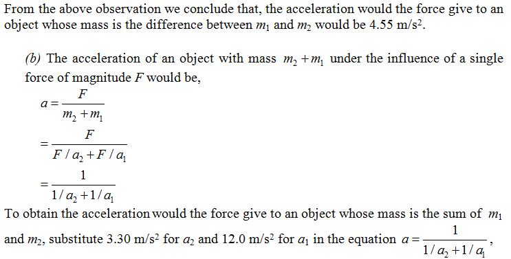 A Certain Force Gives Object M1 An Acceleration Of 12 0 M S2 The Sam