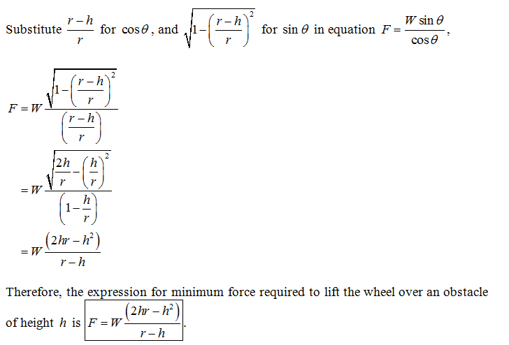 What minimum force F applied horizontally at the axle of the wheel in - askIITians