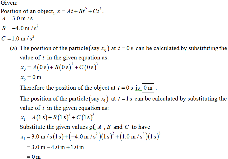 The position of an object moving in a straight line is given by x = A ...