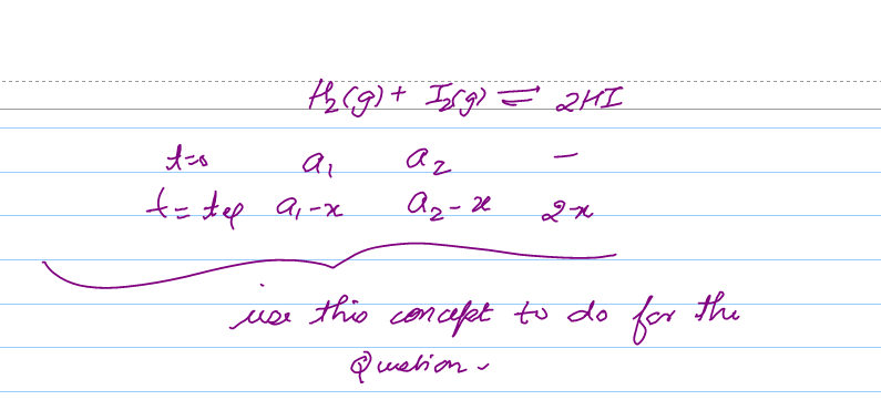 For the reaction: H2 + I2 gives 2HI , if initially 25mL of H2 and 20m ...