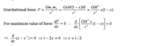 mass M is divided into two parts xm and (1-xm). for a given separtion ...