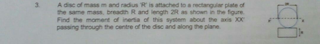 A disc of mass m and radius R is attached to a rectangular plate of t ...