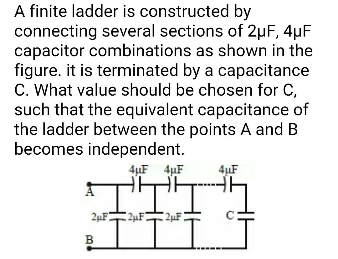 a finite ladder is constructed by connecting several sextion of 2uf,4 ...