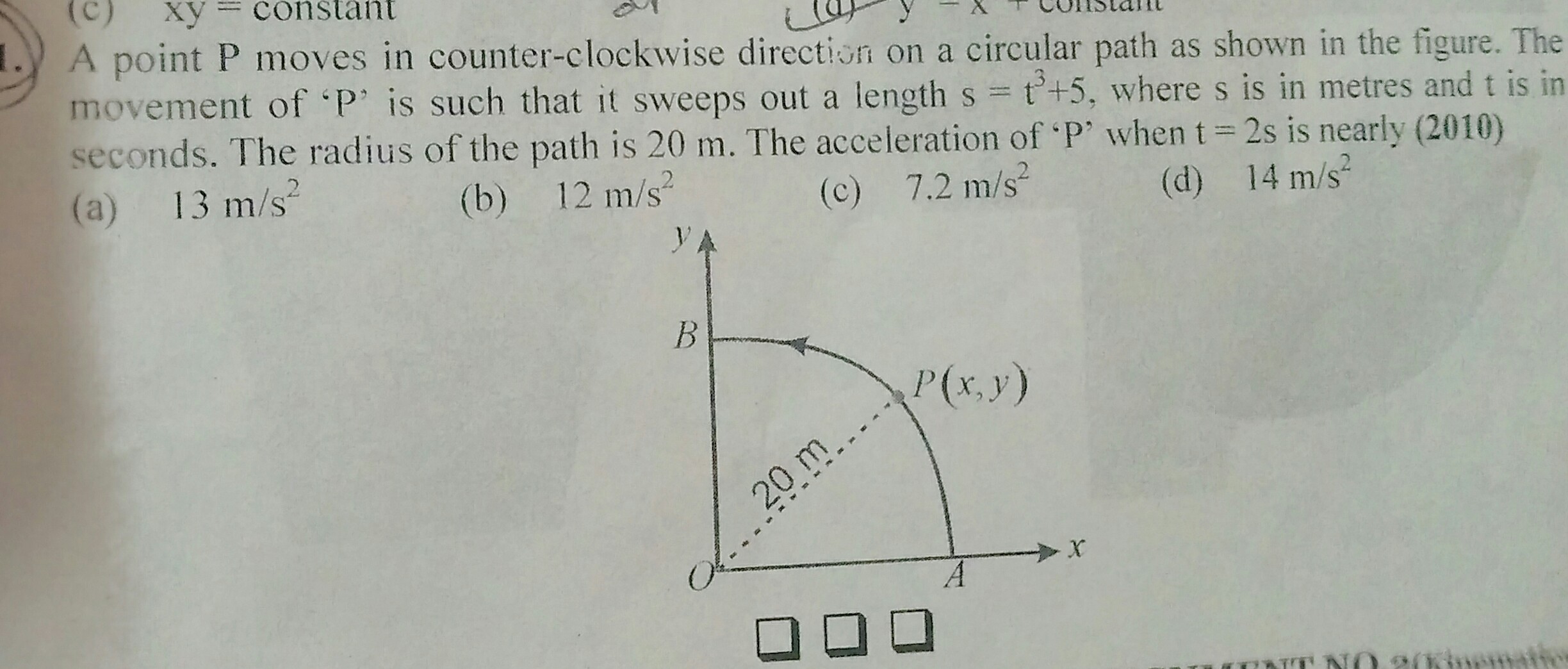 A point p moves in counter-clockwise direction on a circular path.I w - askIITians