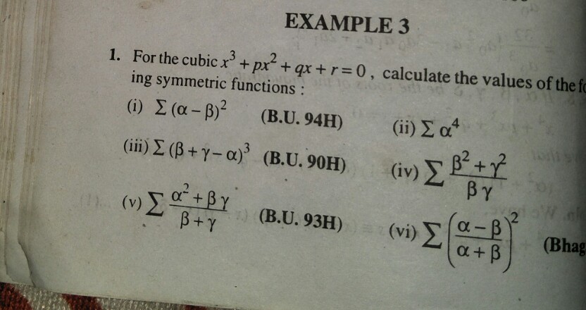For the equation x^3+px^2+qx+r=0 calculate the value of the symmetric - askIITians