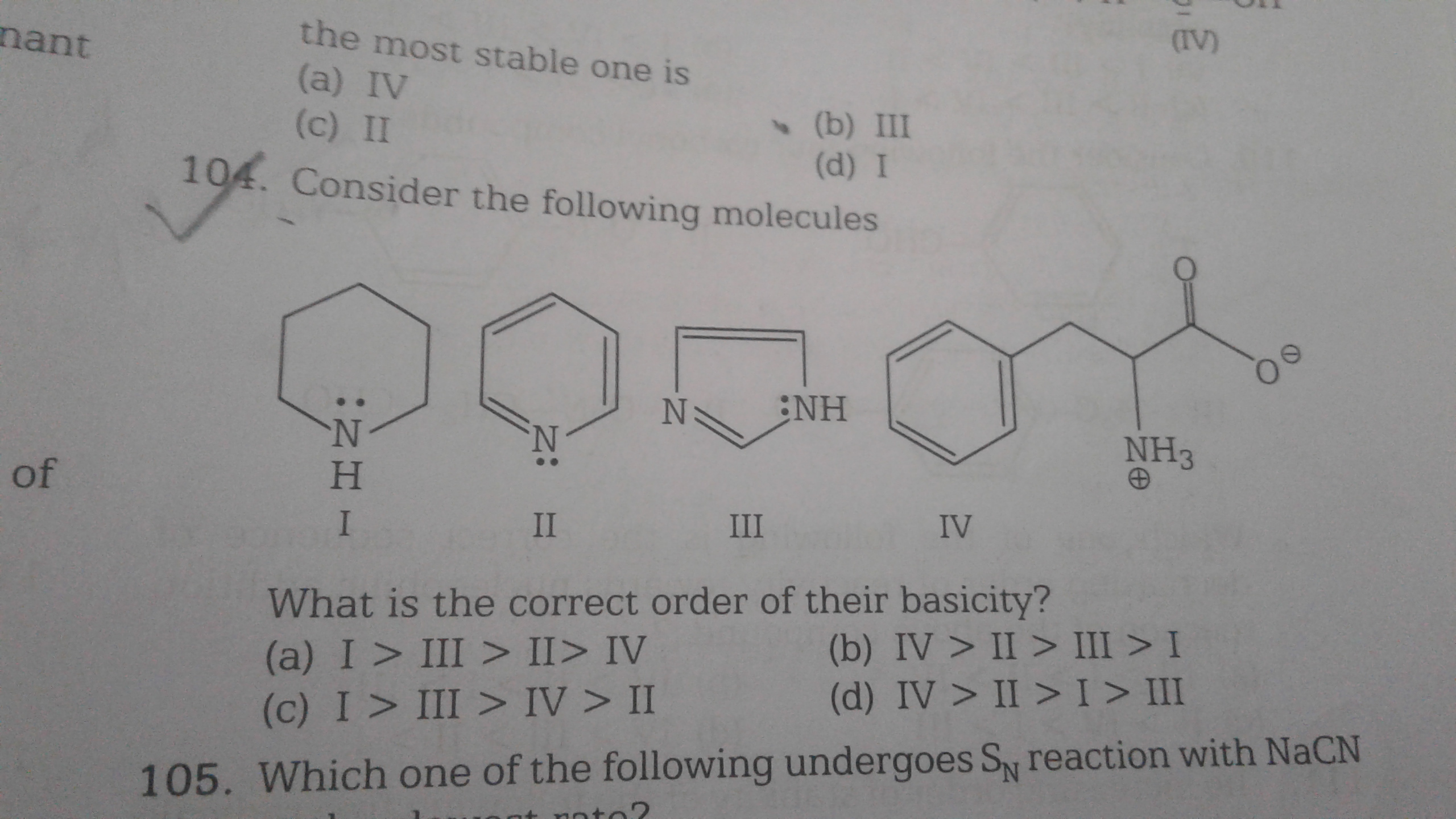what is correct order of their basicity? for question in detail plz fi ...