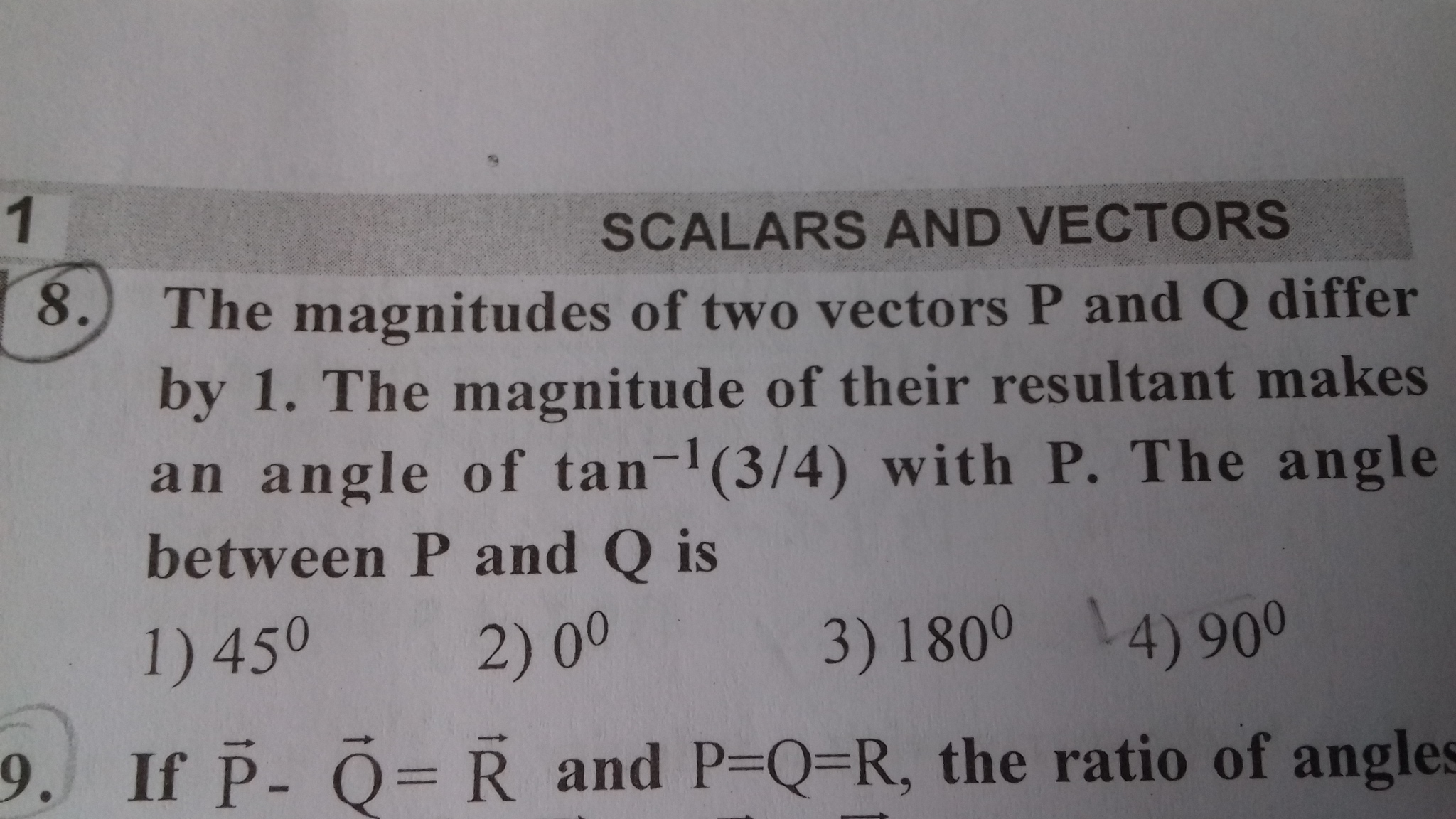 The magnitude of two vectors P and Q differ by 1. The magnitude of th - askIITians