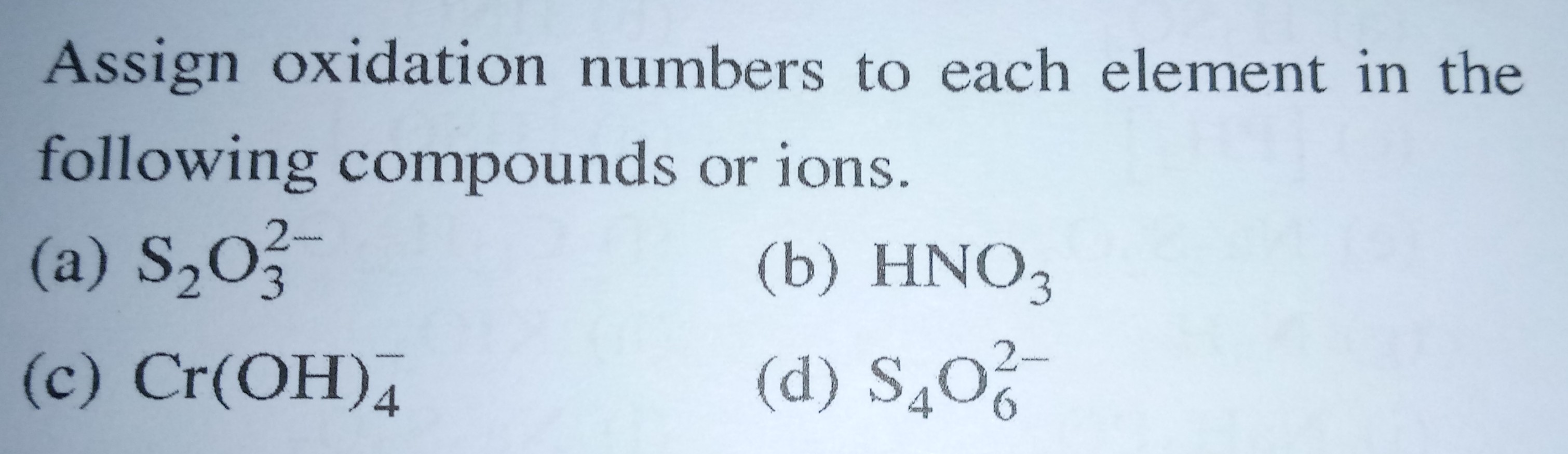 Assigning oxidation number to each element in the following compounds - askIITians