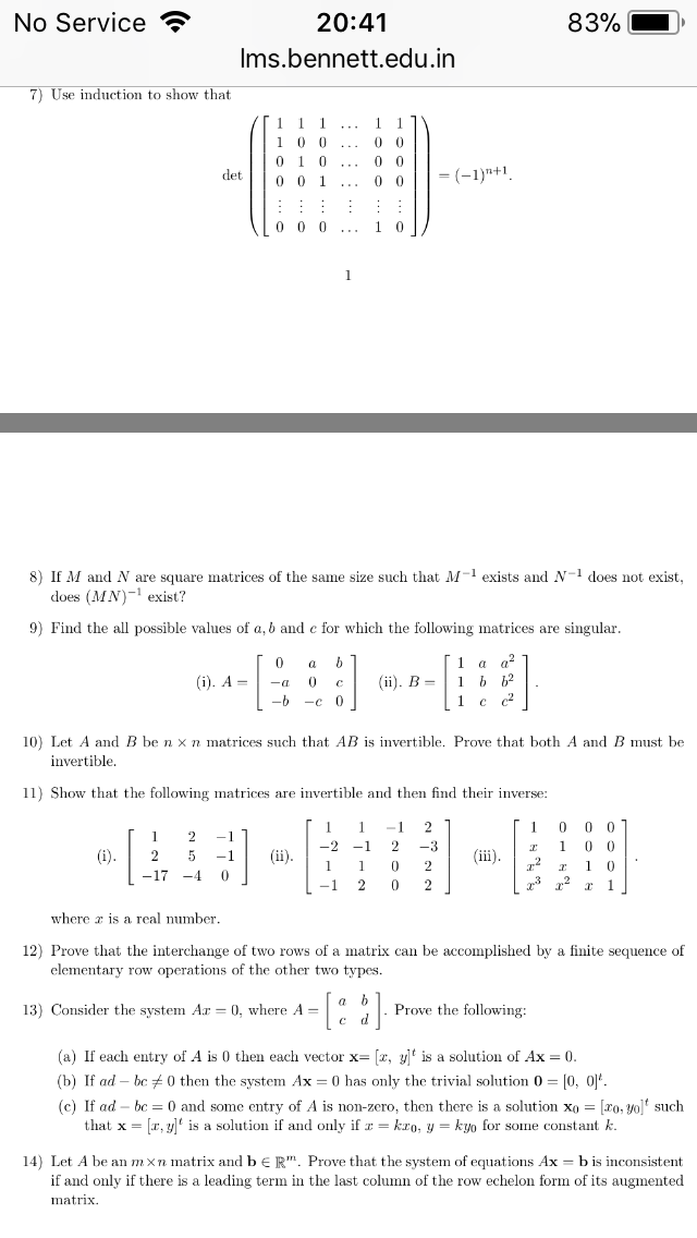 prove ice that the interchange of two rows of a matrix can be accompl ...