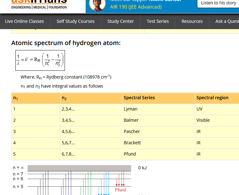 here in revision notes the value of rydberg constant is wrong . It sh ...
