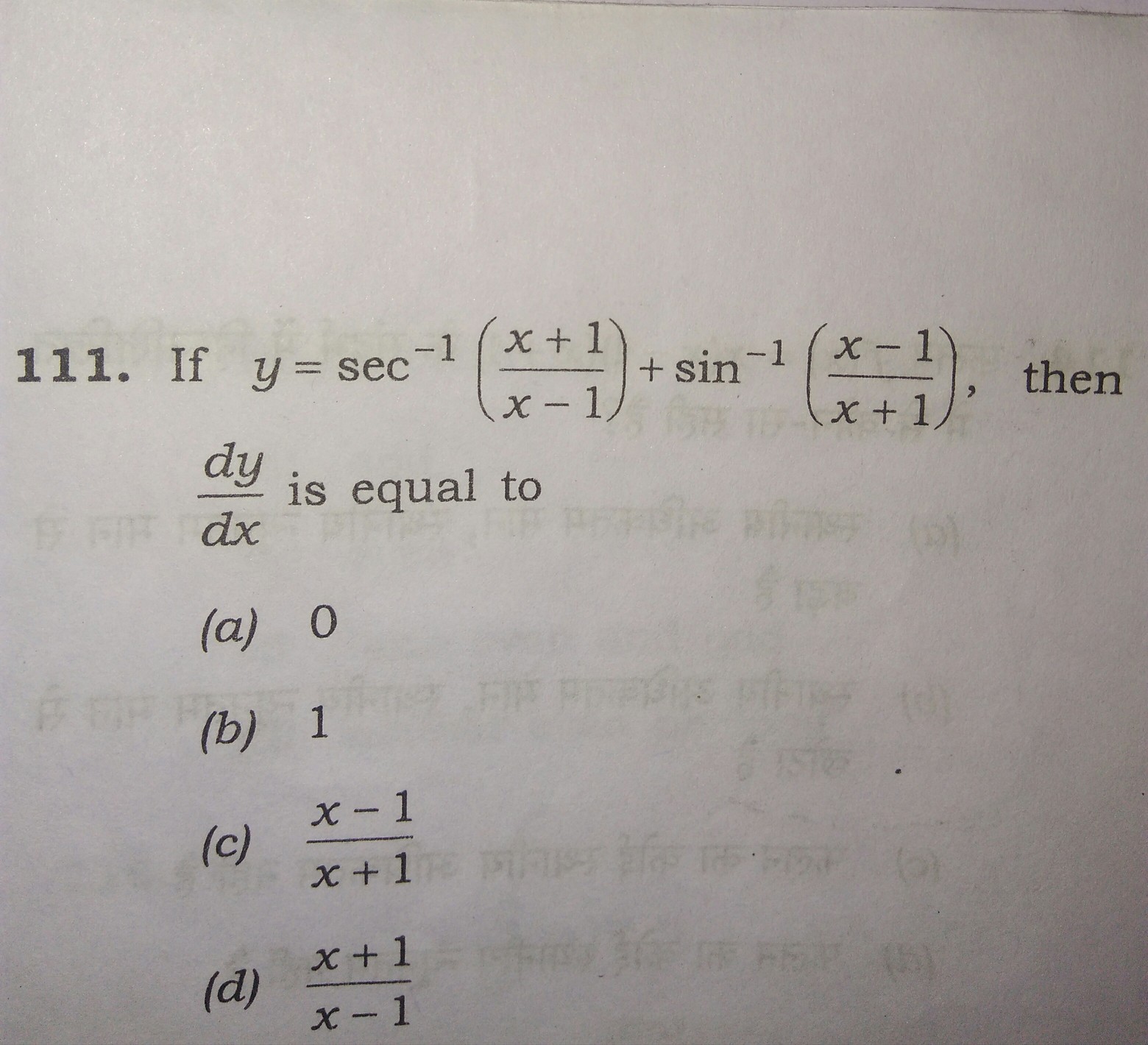 integrate [sec inverse of (x+1/x-1)] + [sin inverse of (x-1/x+1 ...