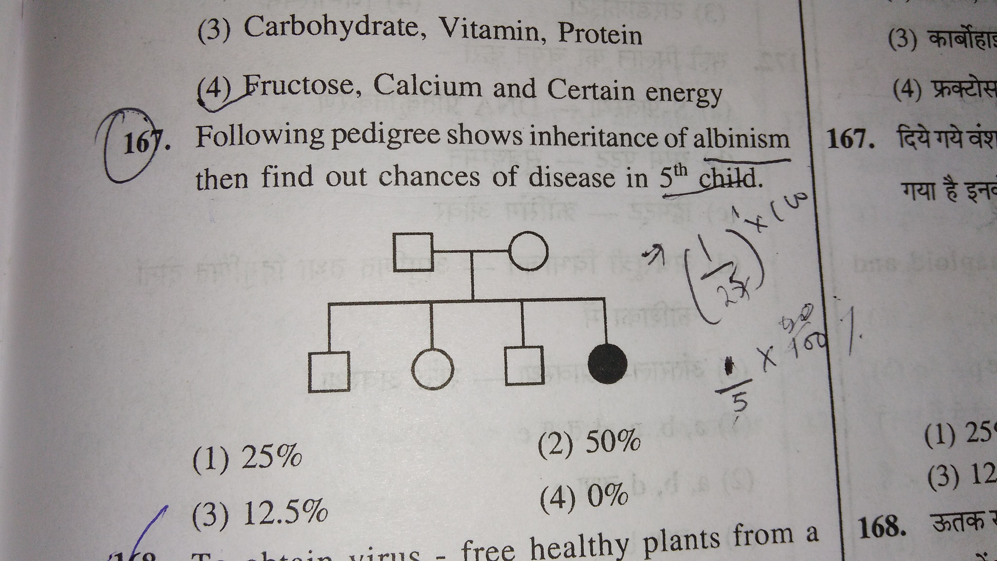 Following pedigree shows inheritance of albinism then find out chance ...