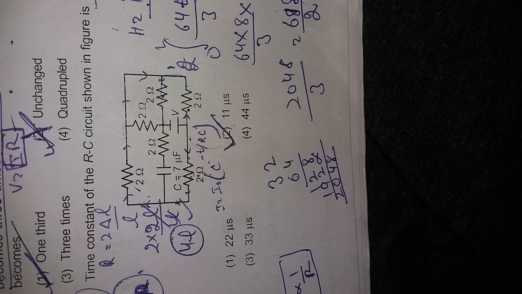 Find Time constant of R-c circuit as shown in figure. - askIITians