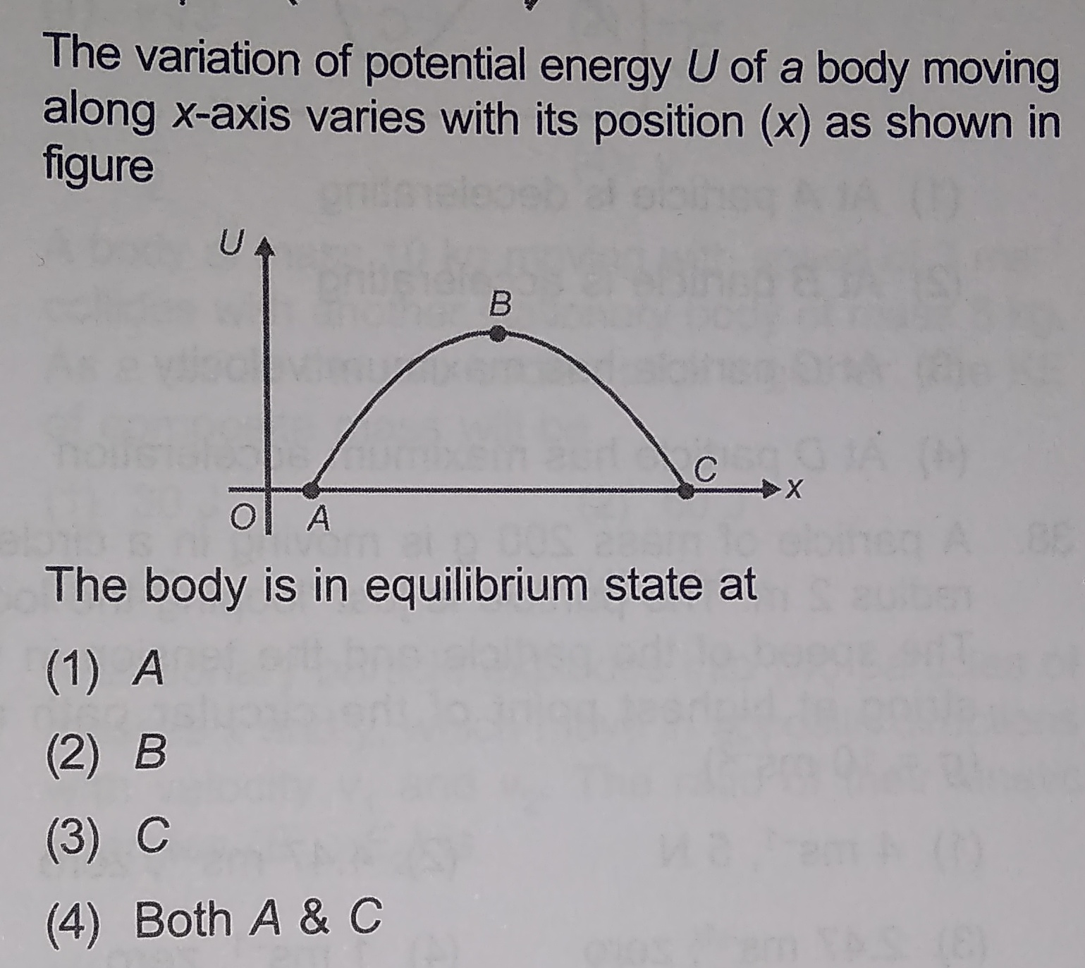 The variation of potential energy U of a body moving along x-axis var ...
