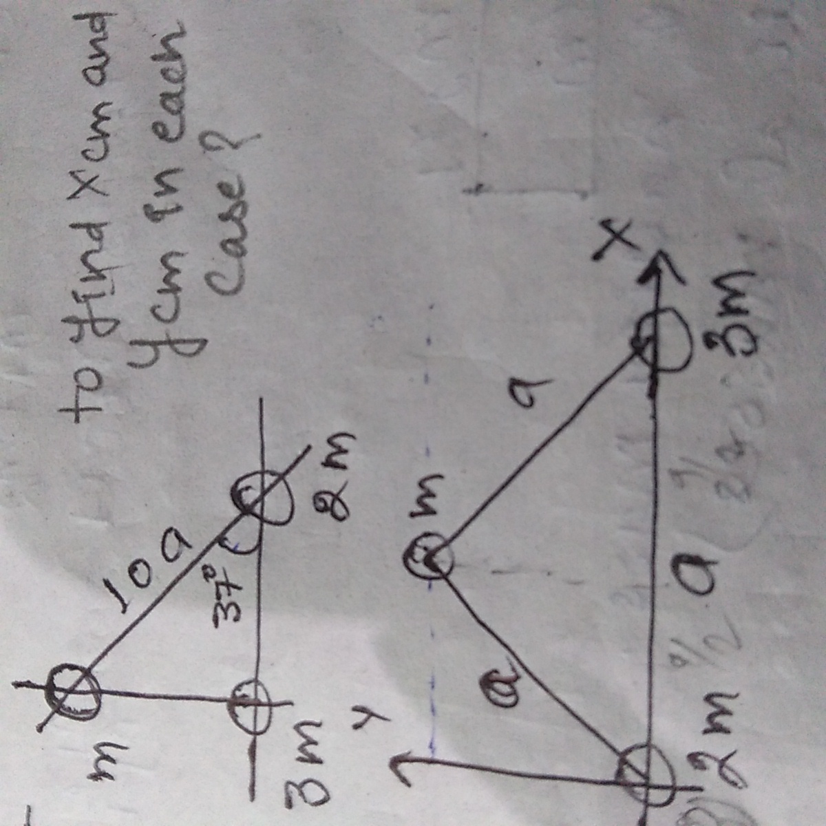 To Find The Center Of Mass Xcm And Ycm Axis In Each Case Askiitians