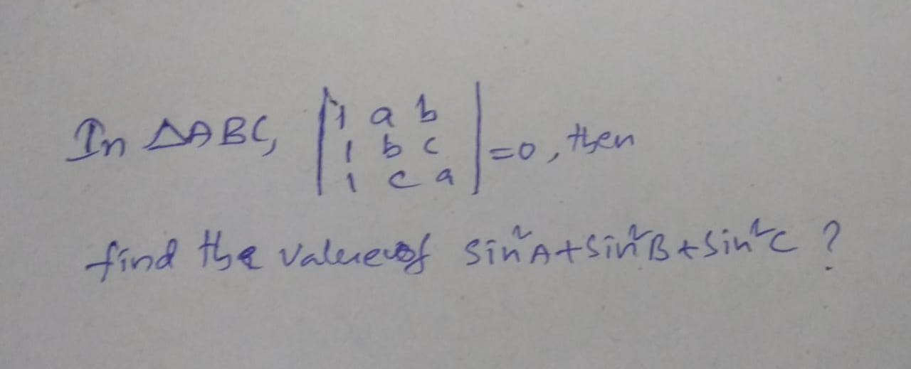 Find the value of sin^2A+sin^2B+sin^2C By using above figure - askIITians