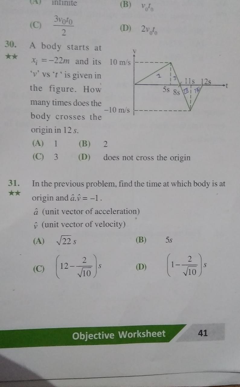 Please solve this question 30 and 31 related to v vs t graph in kinem ...