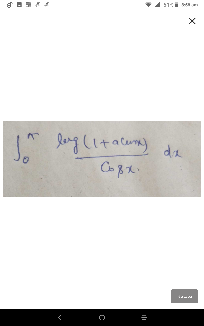 Please solve this integration from 0 to π log (a+a cosX)/ cos X dx ...