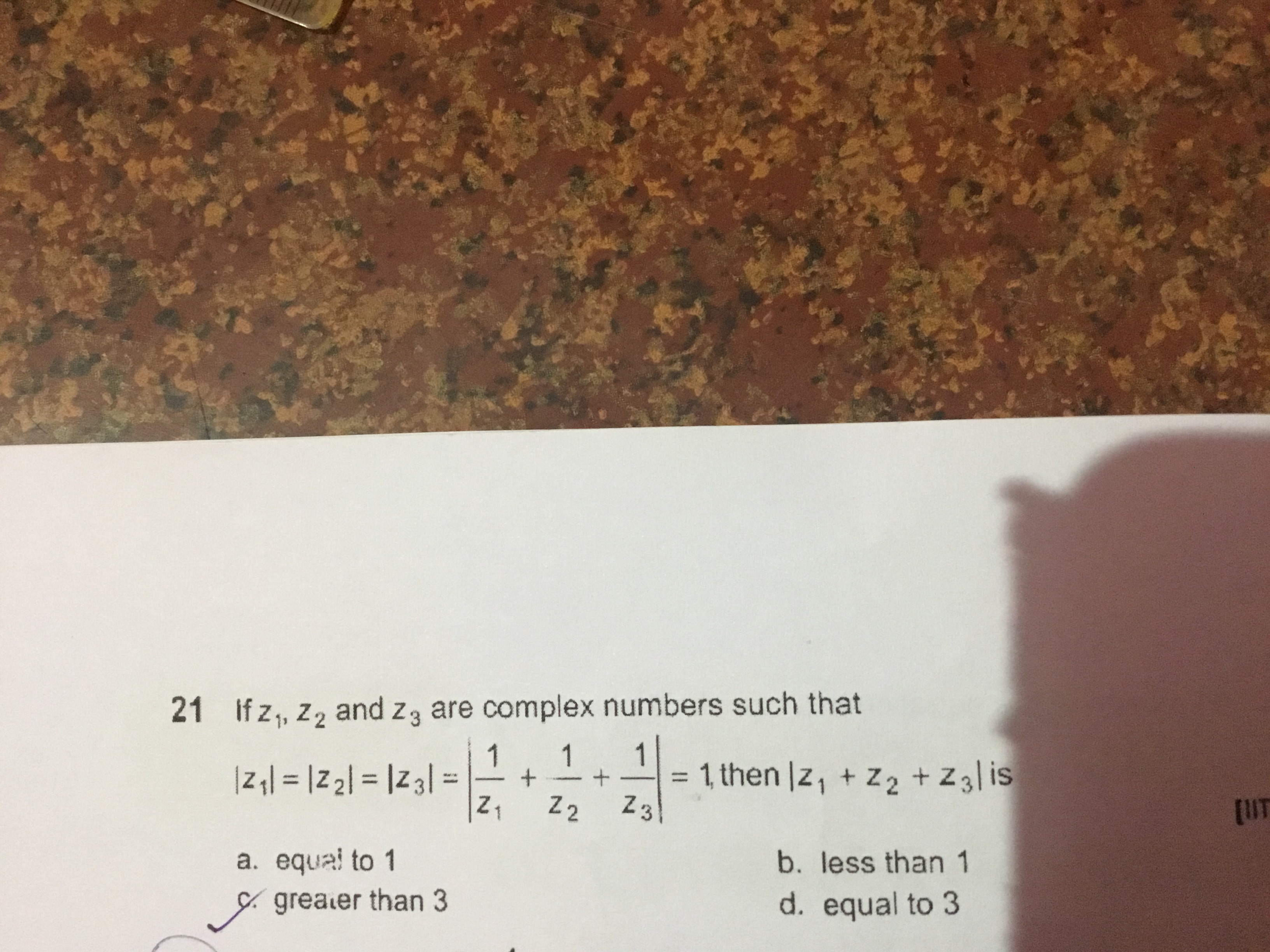 I want the answer with solution of question number 21. Please help me ...