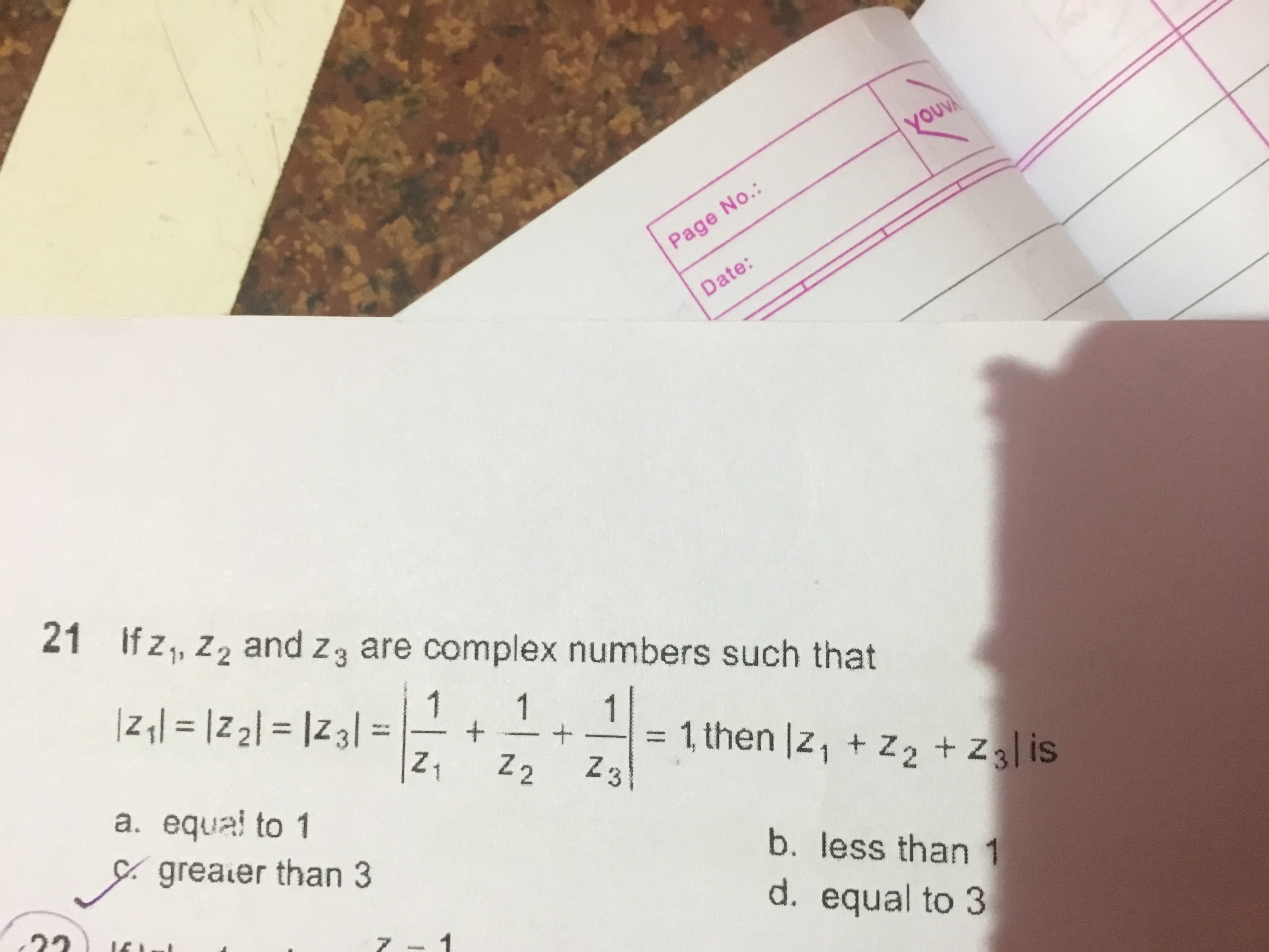 I want the answer with solution of question number 21. Please help me ...