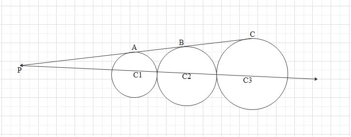Three Circles with centers C1, C2, C3 are tangents to each other. PC ...