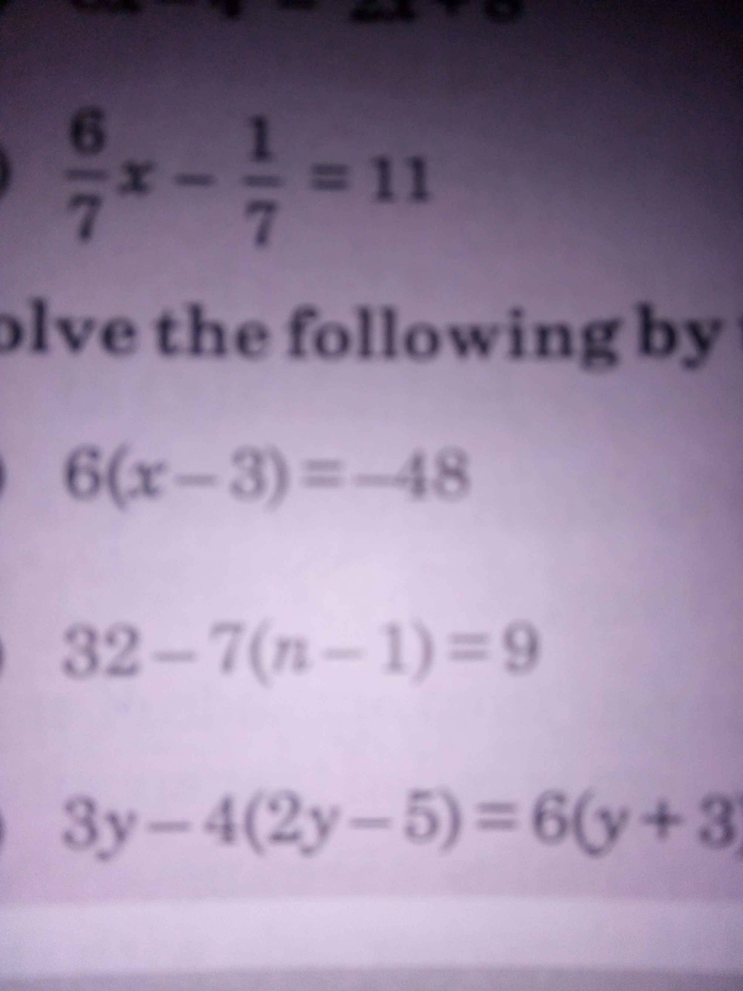 Solve the following by Transposition method32-7(n-1)=9 - askIITians