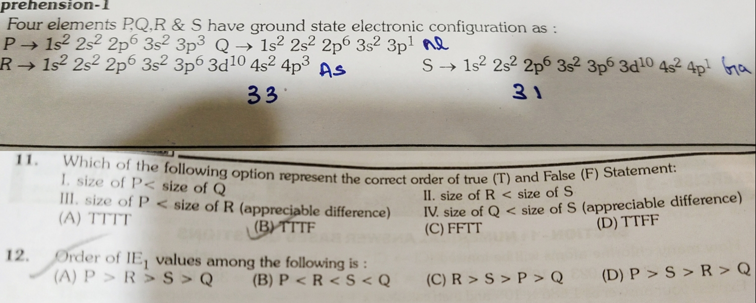 Ans is TTTF tell the solution with explanation.Which of the following ...